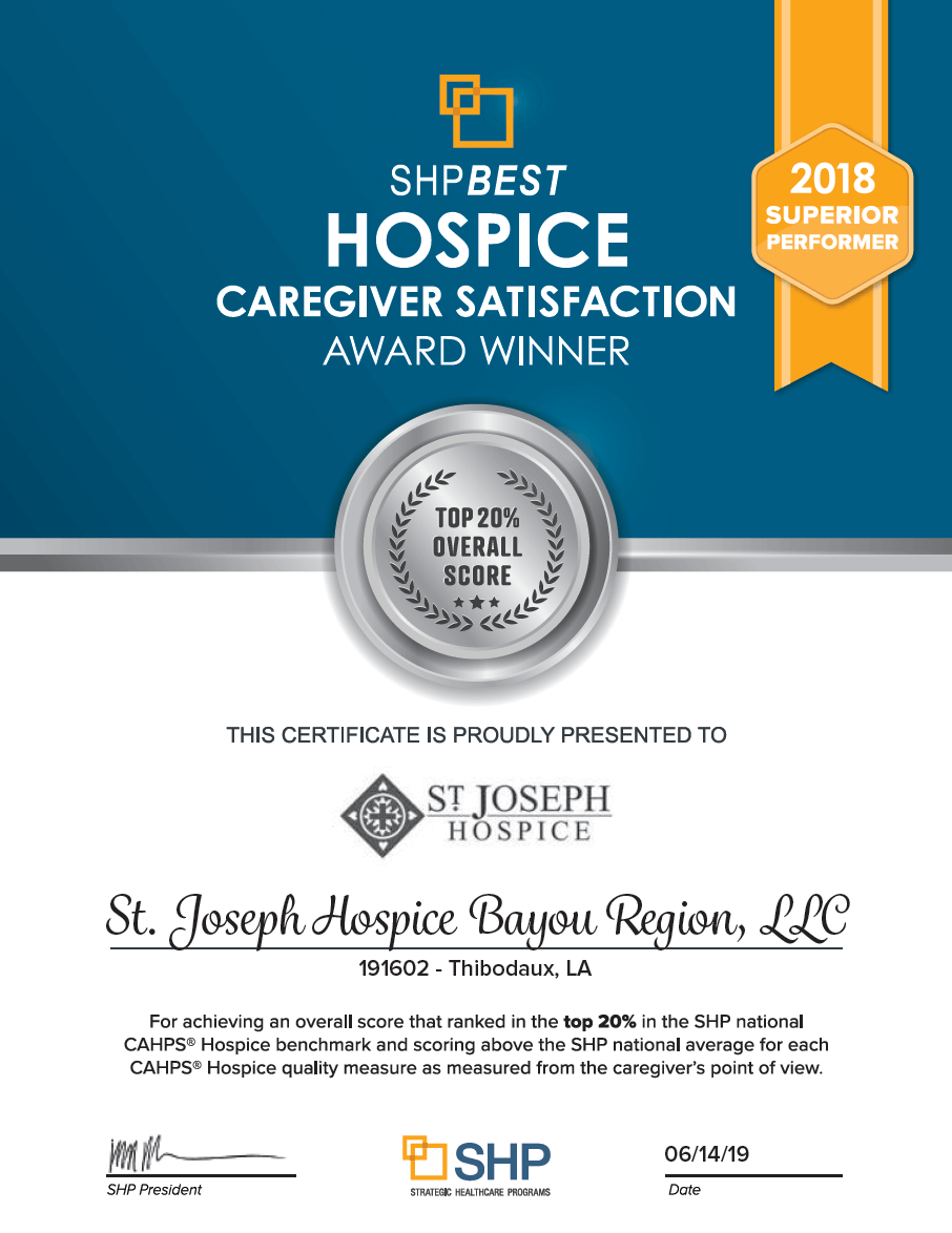 St. Joseph Hospice Bayou Region Awarded 2018 SHPBest “Superior ...